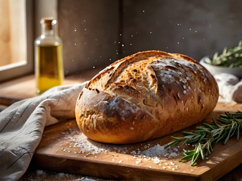 Rustic Loaf of Artisan Bread Stock Illustration - Illustration of scene ...