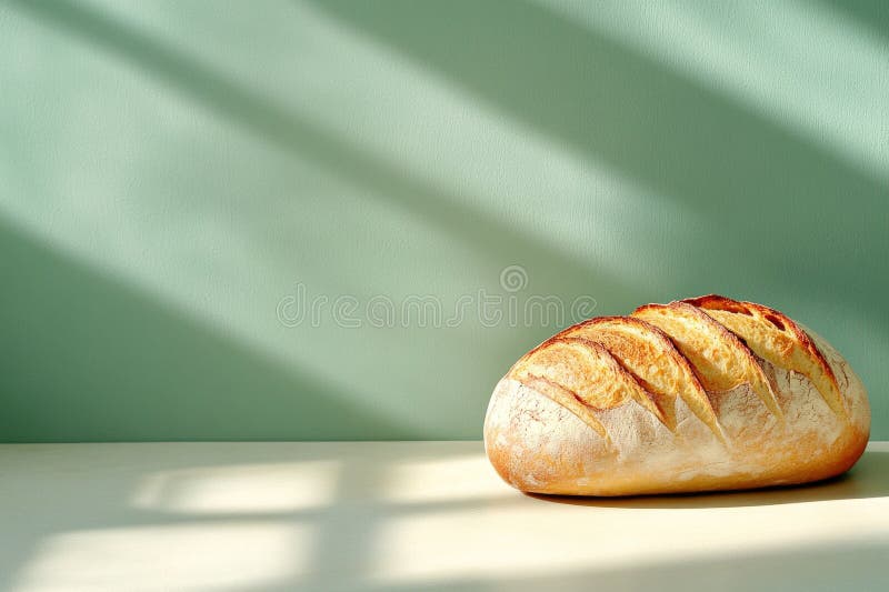 A Rustic Loaf of Artisanal Bread Placed on a Minimalist Surface with ...