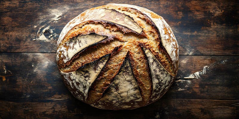 Rustic Loaf of Bread on Wooden Surface Stock Illustration ...