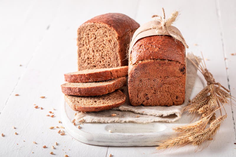 Rustic Loaf of Breads Made of Flour and Sourdough Stock Photo - Image ...