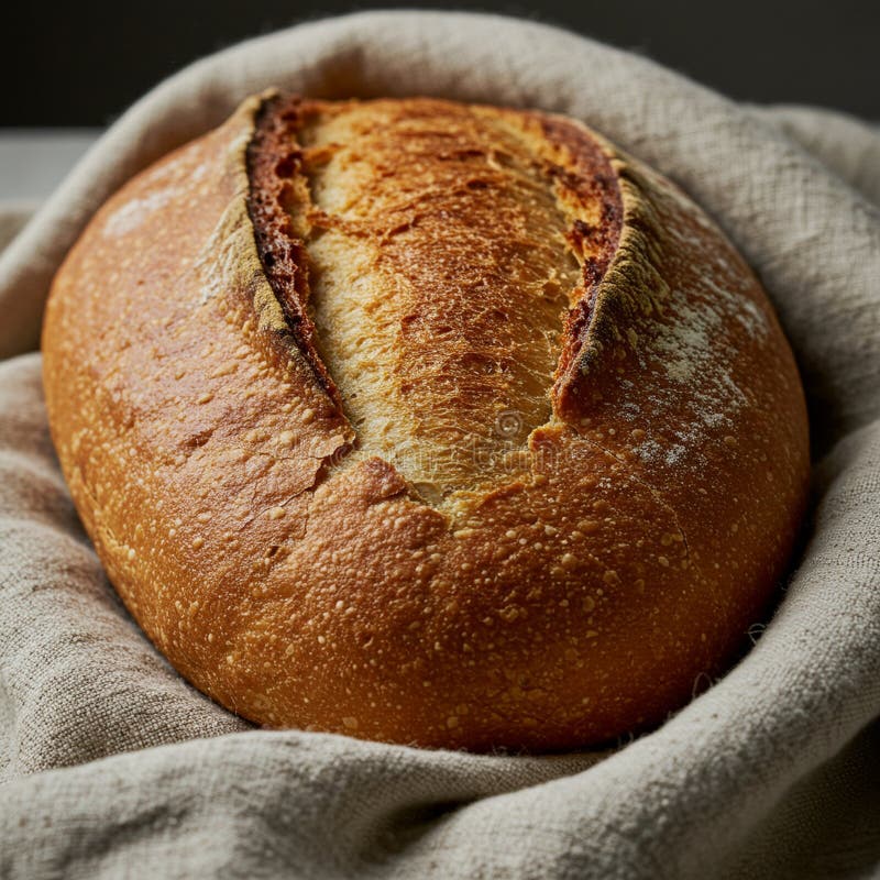 A Rustic Loaf of Sourdough Bread with a Golden-brown Crust, Featuring a ...