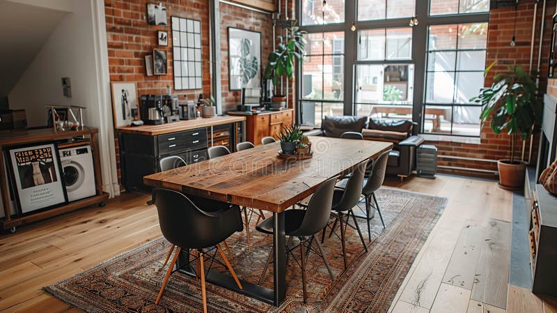 Rustic Loft Interior Design Stock Illustration - Illustration of design ...