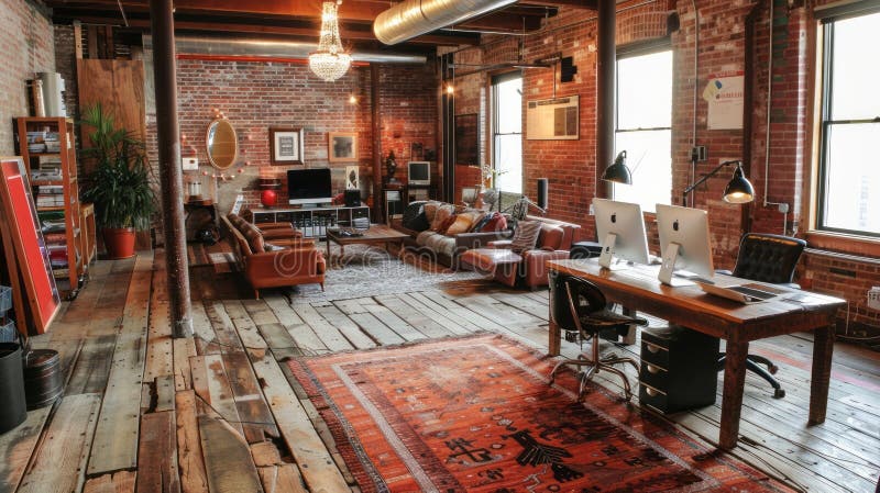 Rustic Loft Office Style stock illustration. Illustration of trendy ...