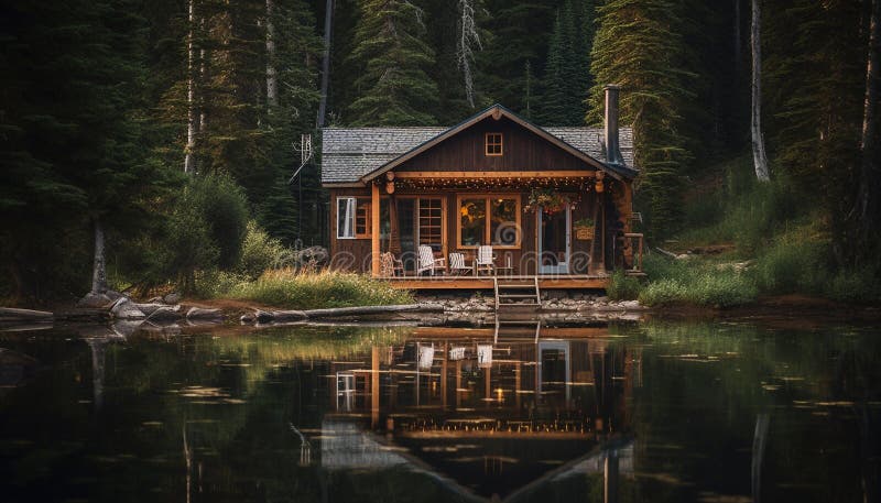 Rustic Log Cabin Nestled in Tranquil Forest Generated by AI Stock ... Rustic Log Cabin Nestled in Tranquil Forest Generated by AI Stock ...