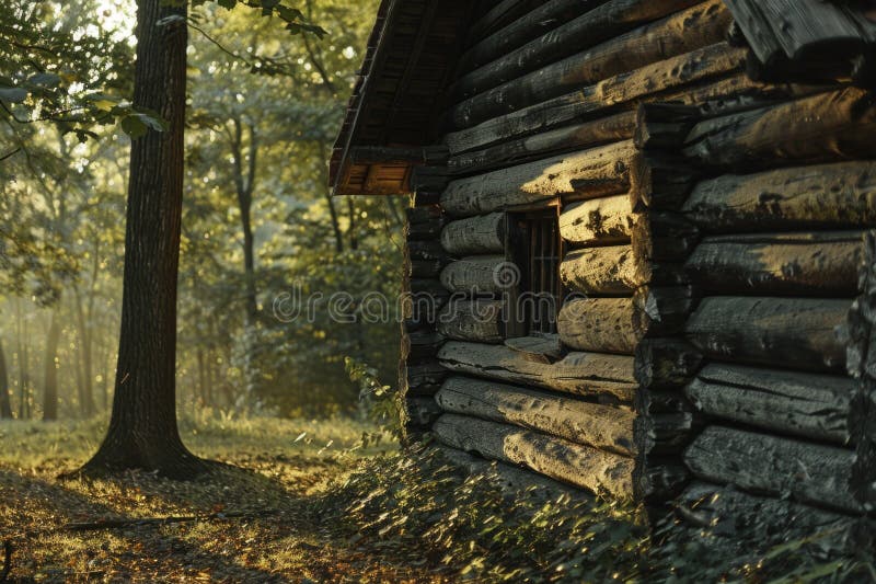 A Rustic Log Cabin Nestled in the Woods. Ideal for Nature-themed ...