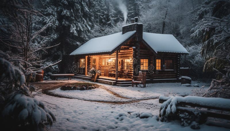 Rustic Log Cabin in Snowy Forest, a Tranquil Winter Adventure Generated ... Rustic Log Cabin in Snowy Forest, a Tranquil Winter Adventure Generated ...