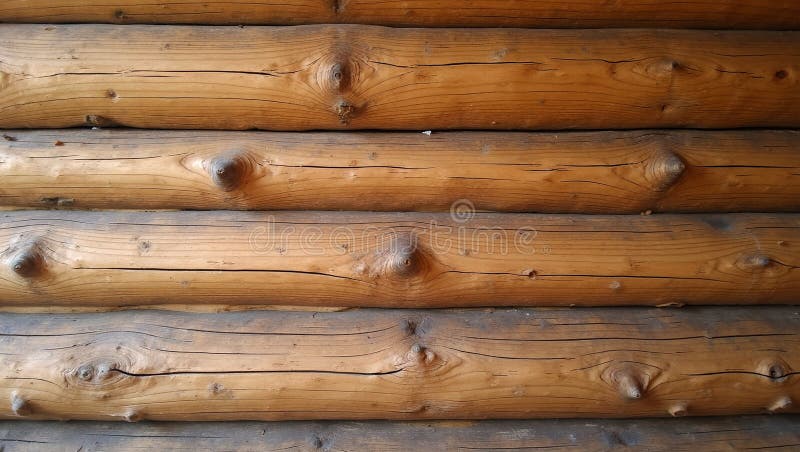 Rustic Log Cabin Style Pine Wood Paneling with Deep Grain Lines Stock ...