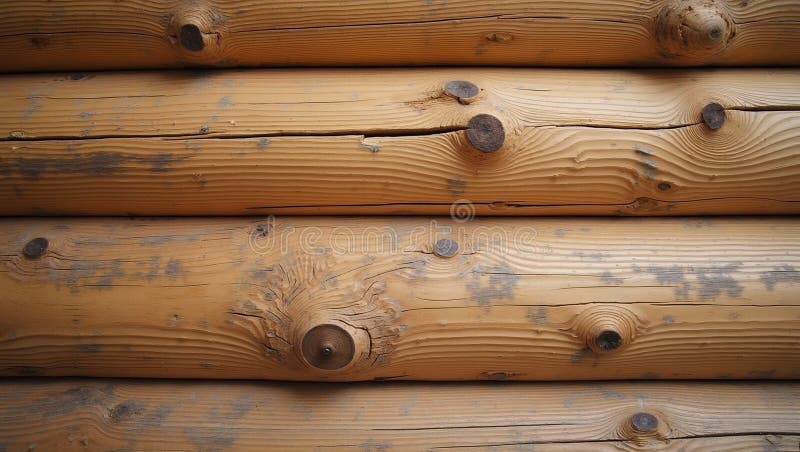 Rustic Log Cabin Style Pine Wood Paneling with Deep Grain Lines Stock ...