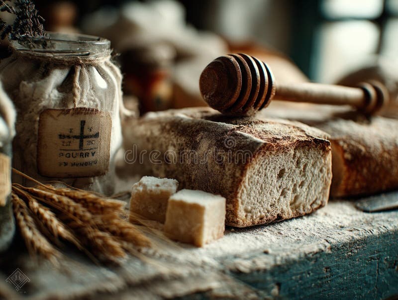 A Rustic Look at a Piece of Old, Crusty Bread with a Textured Surface ...