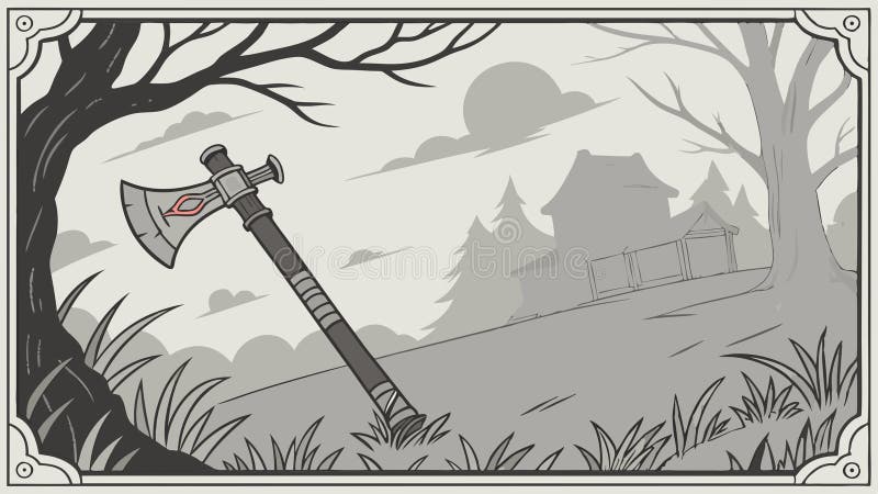 Rustic Lumberjack Axe within a Forest Frame Illustration, Vector Design ...