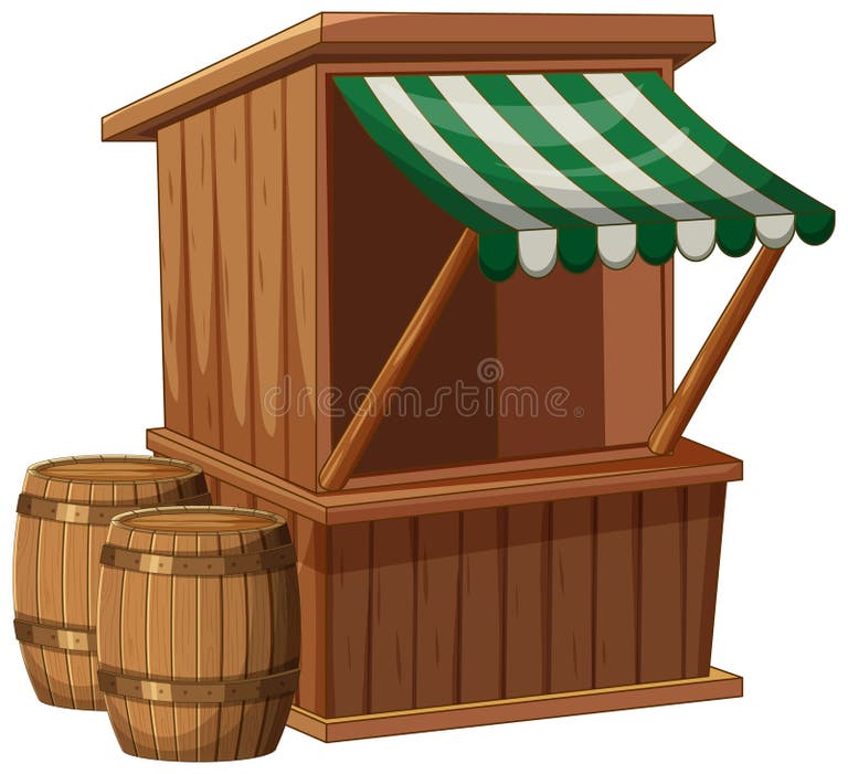 A rustic market stall stock vector. Illustration of booth - 313759770
