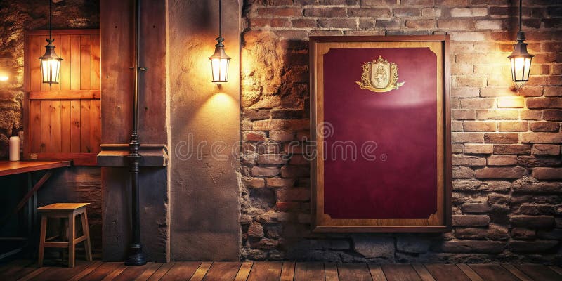 Rustic Maroon Sign with Medieval Script a Stunning Food Photography ...