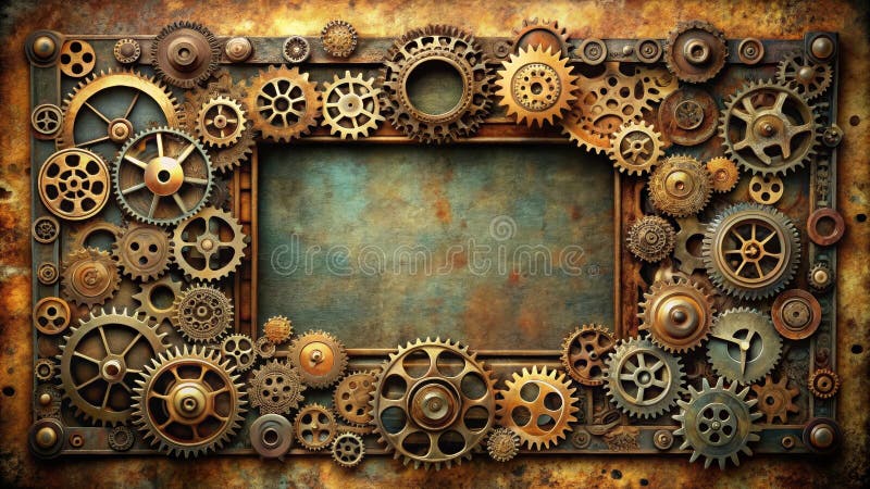 Rustic Mechanical Gear Frame with Blank Center for Custom Design and ...