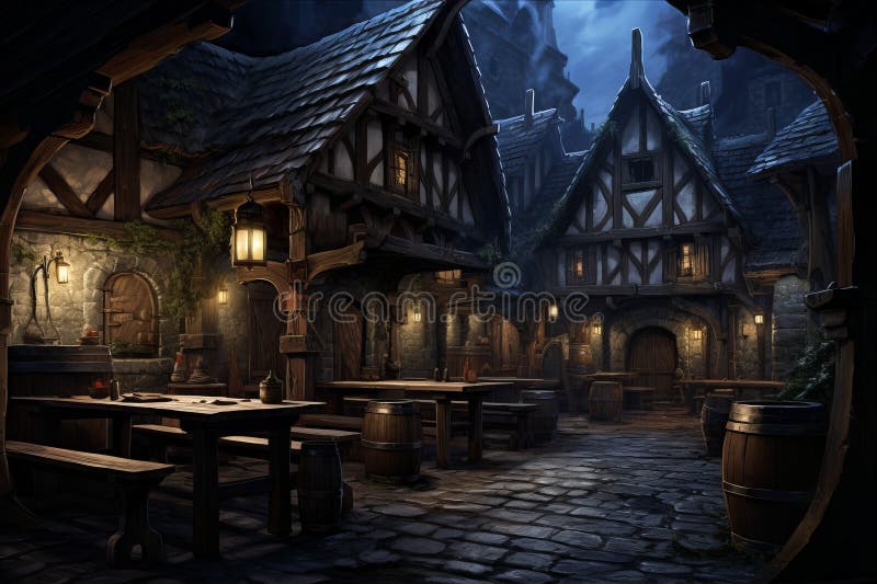 Rustic Medieval Tavern Exterior. Generate Ai Stock Illustration ...