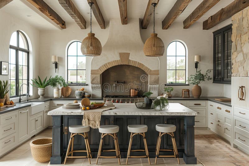 In this Rustic Mediterranean Kitchen, There are Exposed Wooden Beams ...