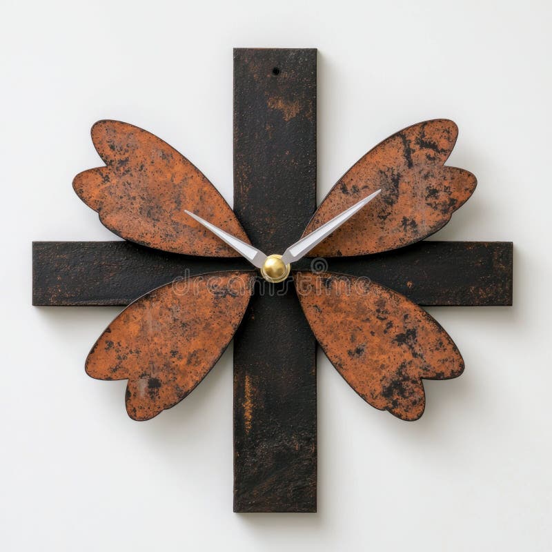 Rustic Metal Flower Wall Clock Stock Illustration - Illustration of ...