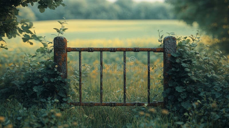Rustic Metal Gate Overgrown Meadow Stock Photos - Free & Royalty-Free ...