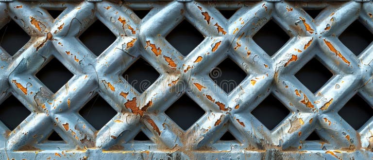 Rustic Metal Grate with Diamond Pattern and Faded Blue Paint Stock ...