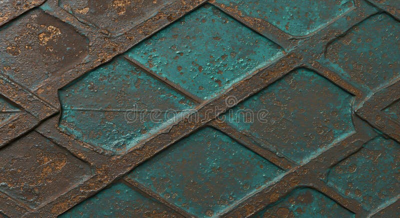 Rustic Metal Grid Texture with Turquoise Patina for Background Use ...