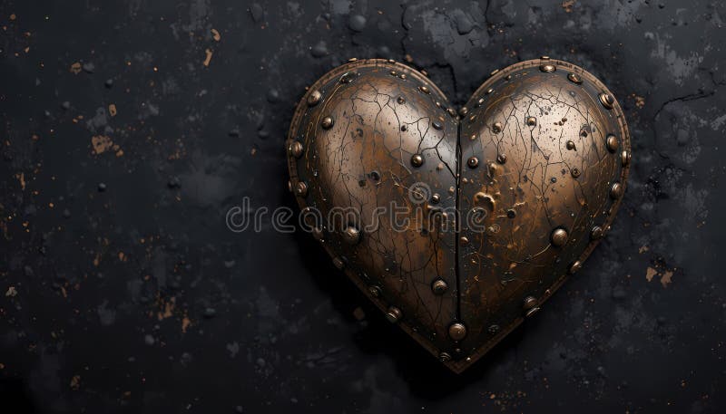 Rustic Metal Heart on Dark Background Stock Illustration - Illustration of pain, abstract: 358497958