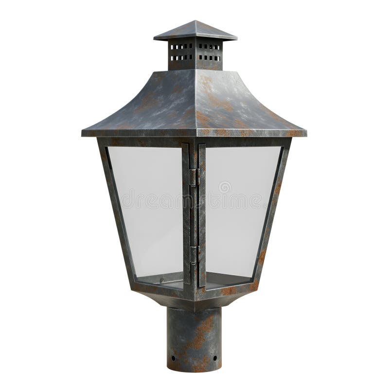 Isolated View of a Vintage Metal Outdoor Lamp Post with Clear Glass ...