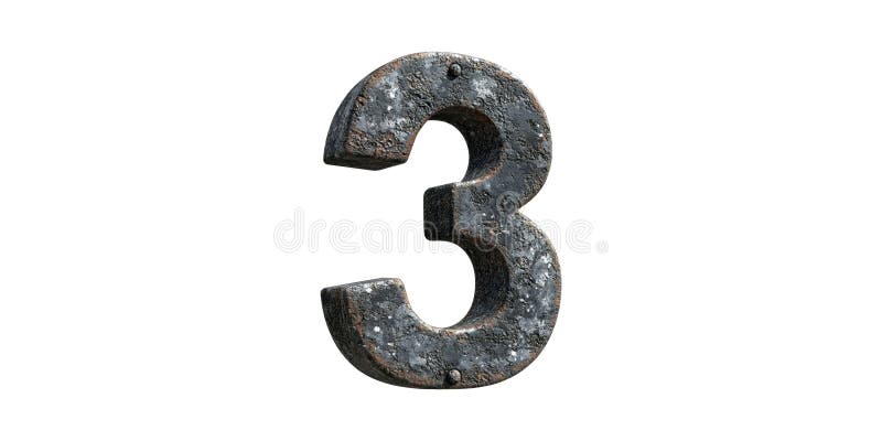Rustic Metal Number Three. Industrial Style and Design Element Isolated ...