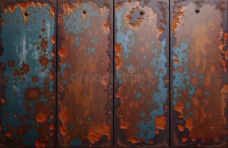 Rustic Metal Panel with Diverse Rust Patterns. Aged Metal Texture Shows ...