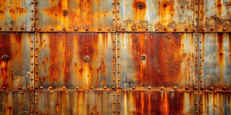 Rustic Metal Panel Texture Oxidized Steel Surface with Rivets ...