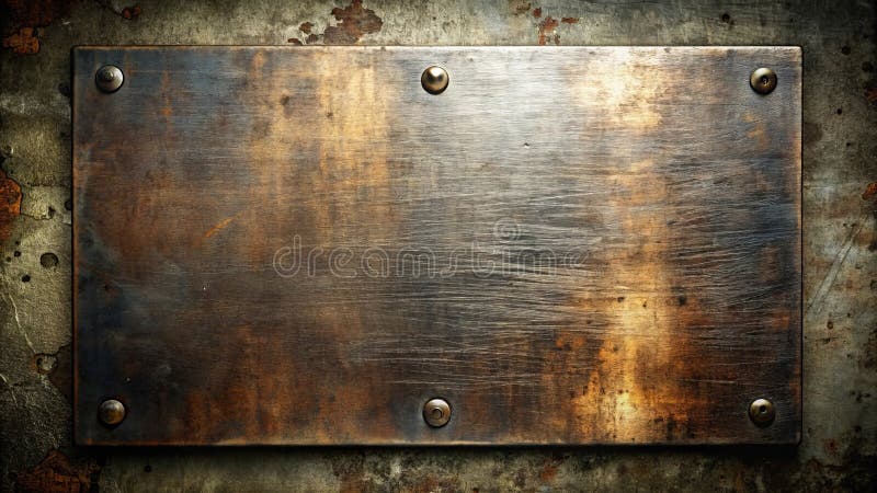 Rustic Metal Plate with Aged Texture and Rivets, Ideal for Background ...