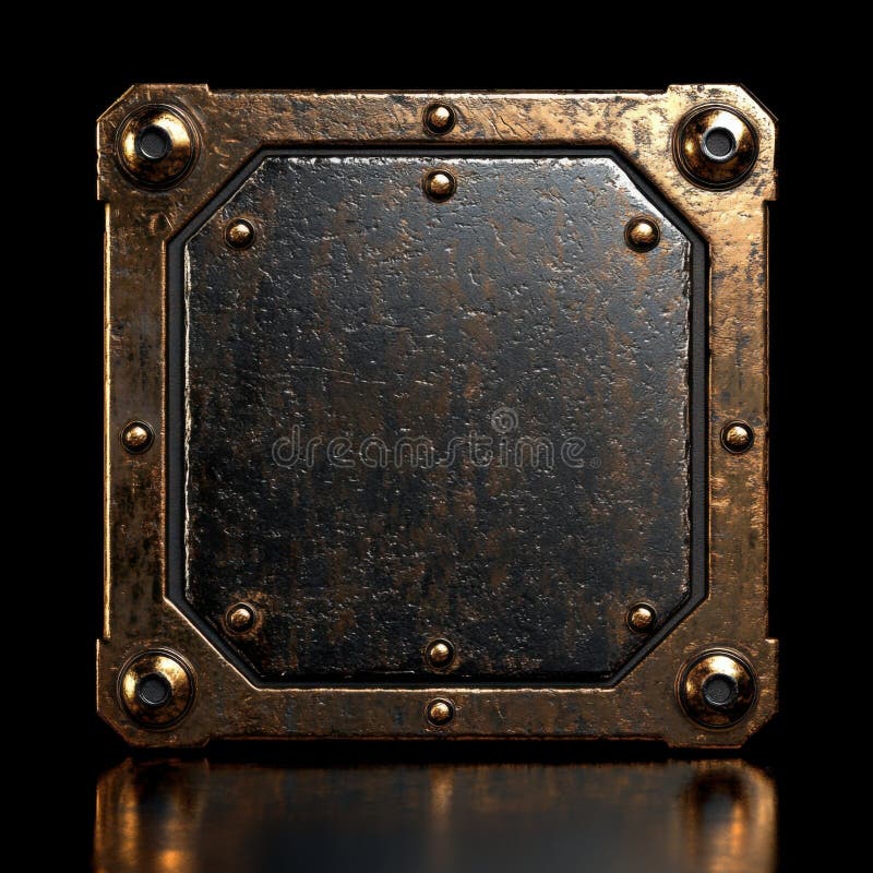 Rustic Metal Plate with Industrial Bolts and Weathered Texture on a ...