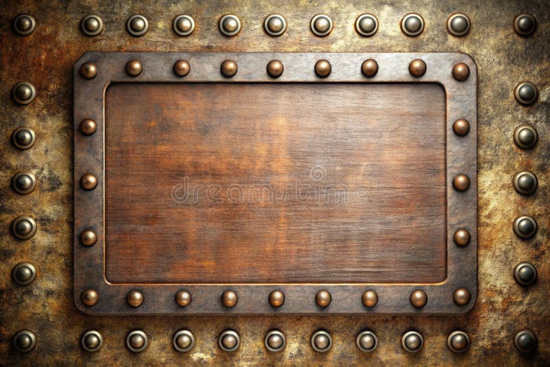 Rustic Metal Plate with Rivets 3D Illustration Stock Illustration ...