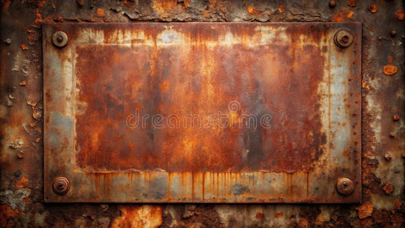 Rustic Metal Plate with Rivets, Showing Extensive Oxidation and Patina ...