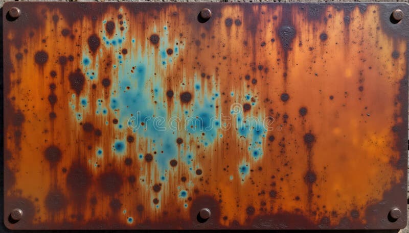 Rustic Metal Plate Shows Varied Rust, Corrosion Patterns. Intensely ...