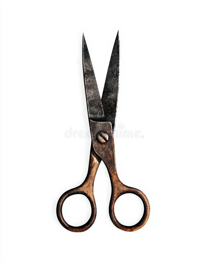 Rustic Metal Scissors with a Vintage Design Featuring Worn Handles and ...