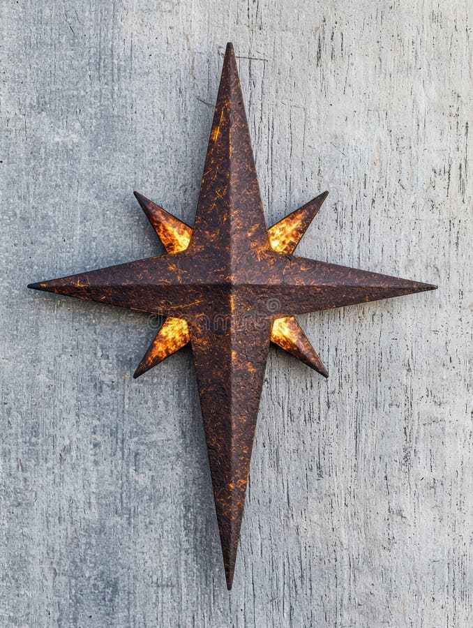 Rustic Metal Star Decoration with Warm Lighting Stock Illustration ...