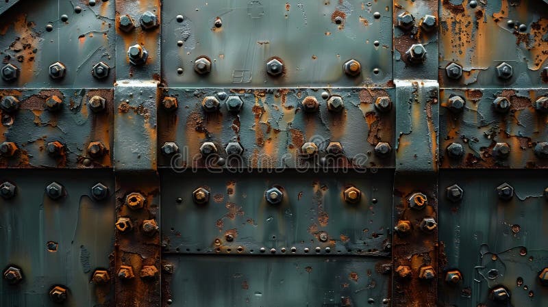 Rustic Metal Texture with Peeling Paint and Bolts Stock Illustration ...