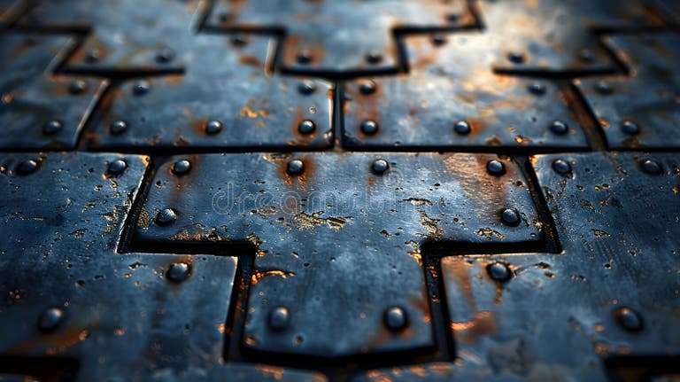 Rustic Metal Texture with Rivets 3D Illustration Stock Illustration ...