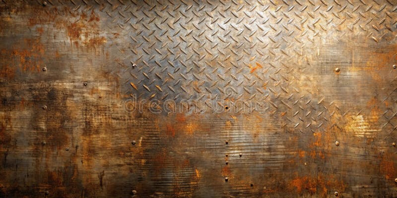 Rustic Metal Texture Weathered Steel Plate with Diamond Plate Pattern ...