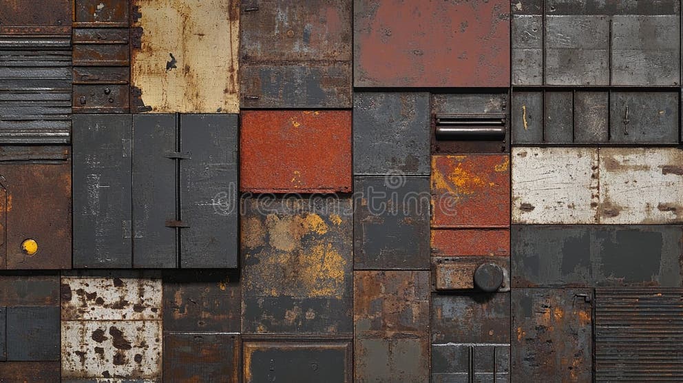 Rustic Metal Textures Create a Unique Patchwork Wall Design in an ...