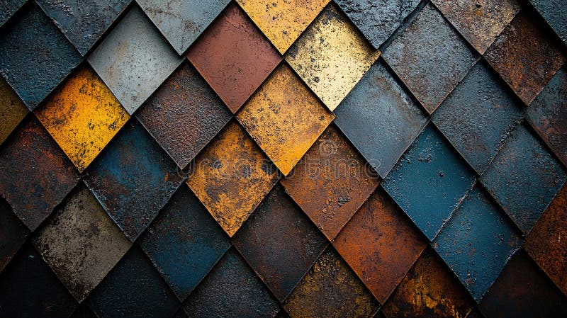 Rustic Metal Tiles in a Diamond Pattern Stock Illustration ...