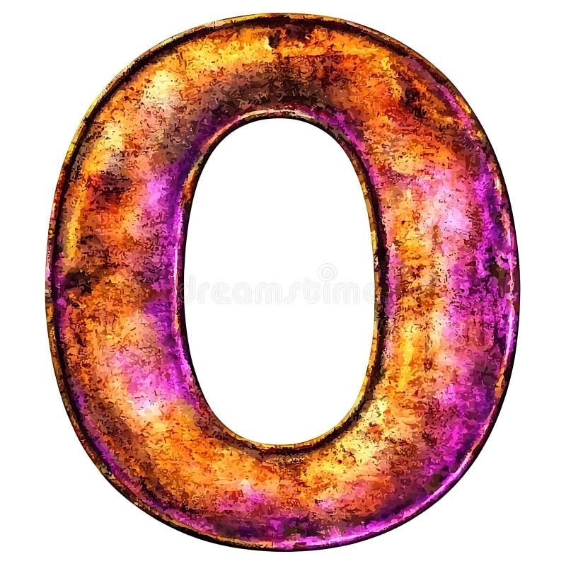Rustic Metallic Number Zero a Colorful Textured Digit for Design ...