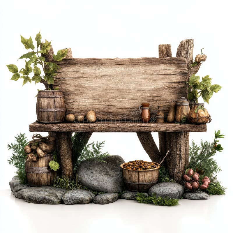 Rustic Mole Dish Display with Empty Sign and Natural Elements in a ...