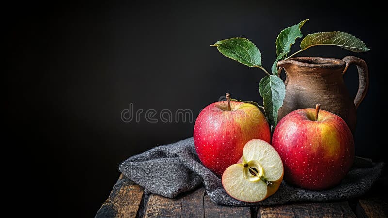 Rustic Monochrome Photography of Red Apples Still Life Stock Photo ...