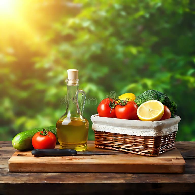 A Rustic Morning Breakfast Scene and Fruits Stock Illustration ...