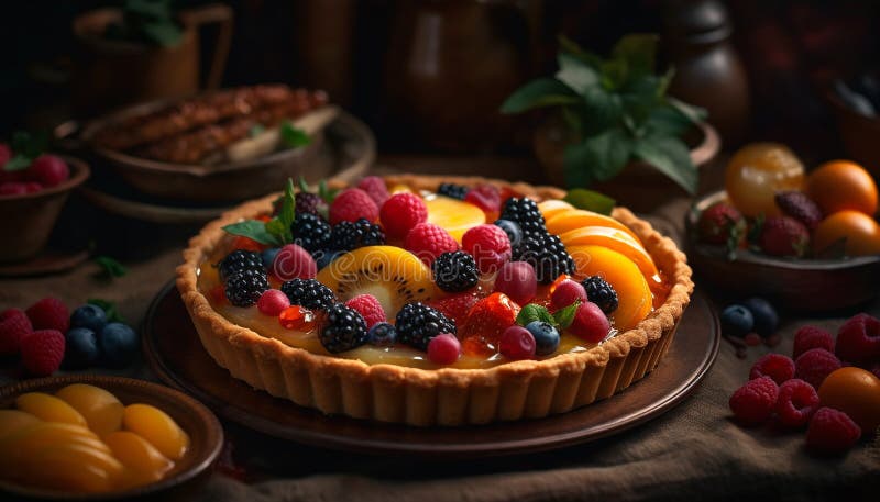 A Rustic Multi Colored Berry Tart, Fresh from the Kitchen Generated by ...