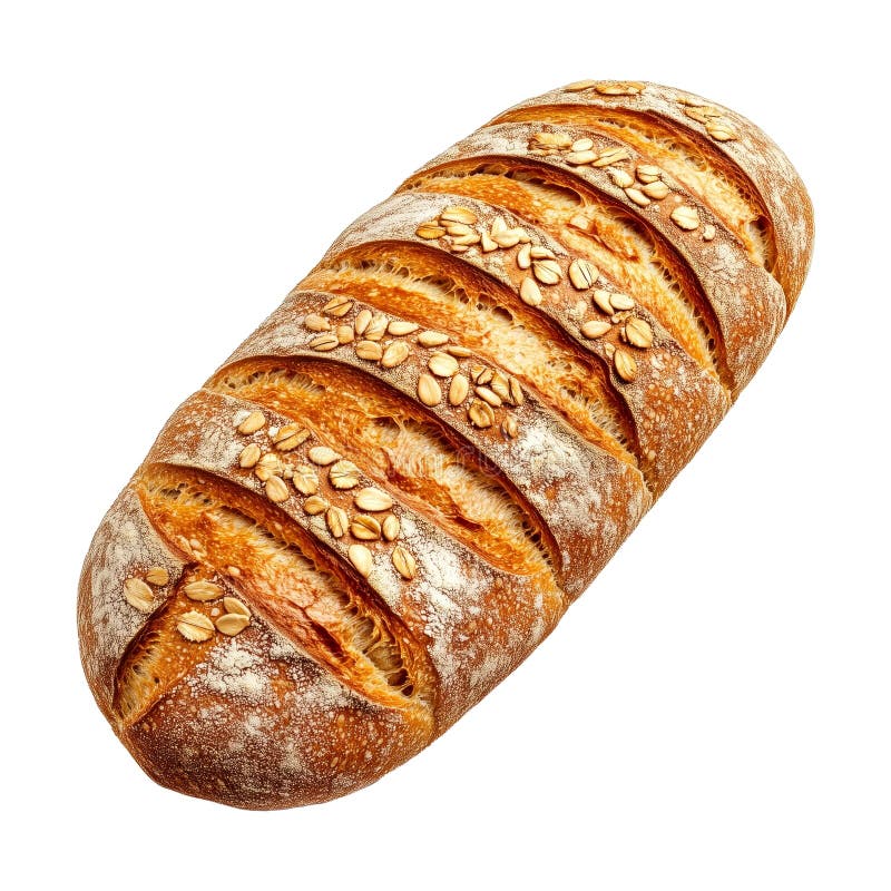 Rustic Multigrain Baked Bread Loaf with Oat Toppings, Isolated on White ...