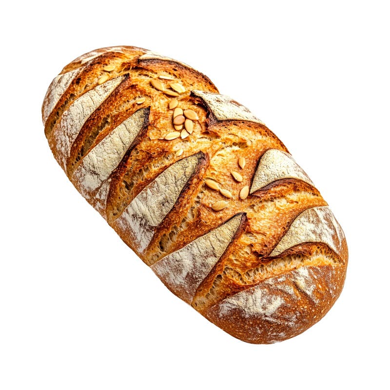 Rustic Multigrain Baked Bread Loaf with Oat Toppings, Isolated on White ...