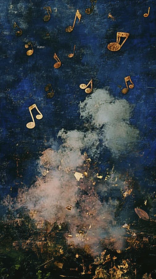 Rustic Musical Notes Amid Textured Blue Background Stock Illustration ...