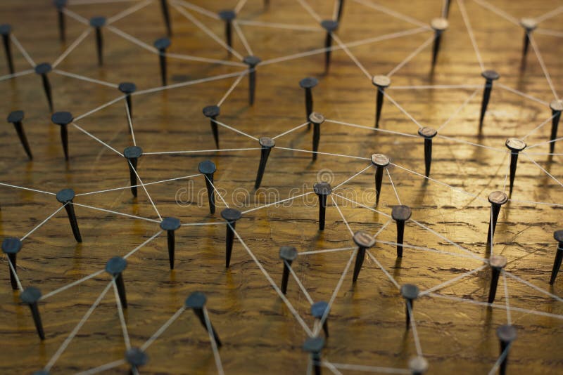 Rustic Nails in Wood Linked by Cotton Stock Image - Image of business ...