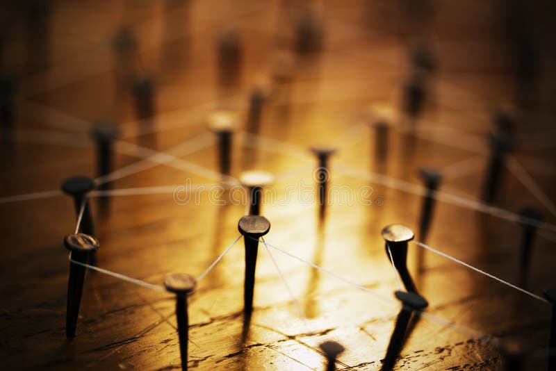 Rustic Nails in Wood Linked by Cotton Stock Photo - Image of connection ...